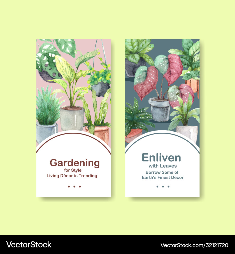 Summer plants flyer template design Royalty Free Vector
