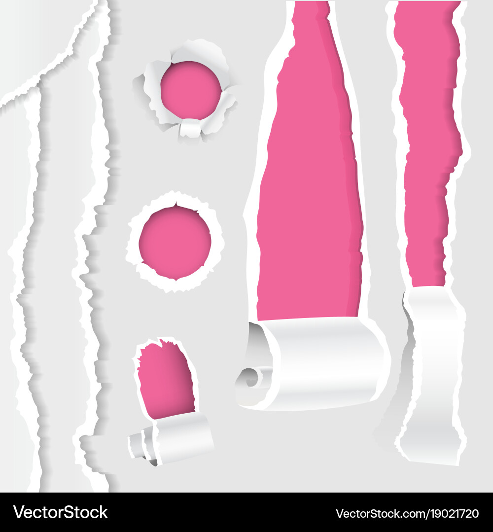 Torn edges hole lacerated ragged paper edge Vector Image