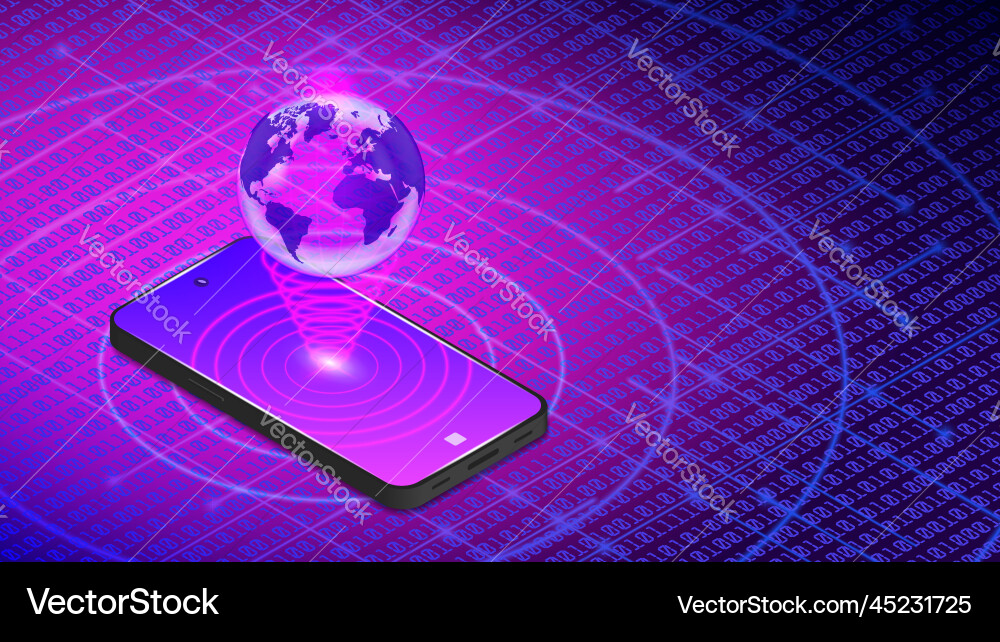 3d smartphone with a glowing hologram Royalty Free Vector