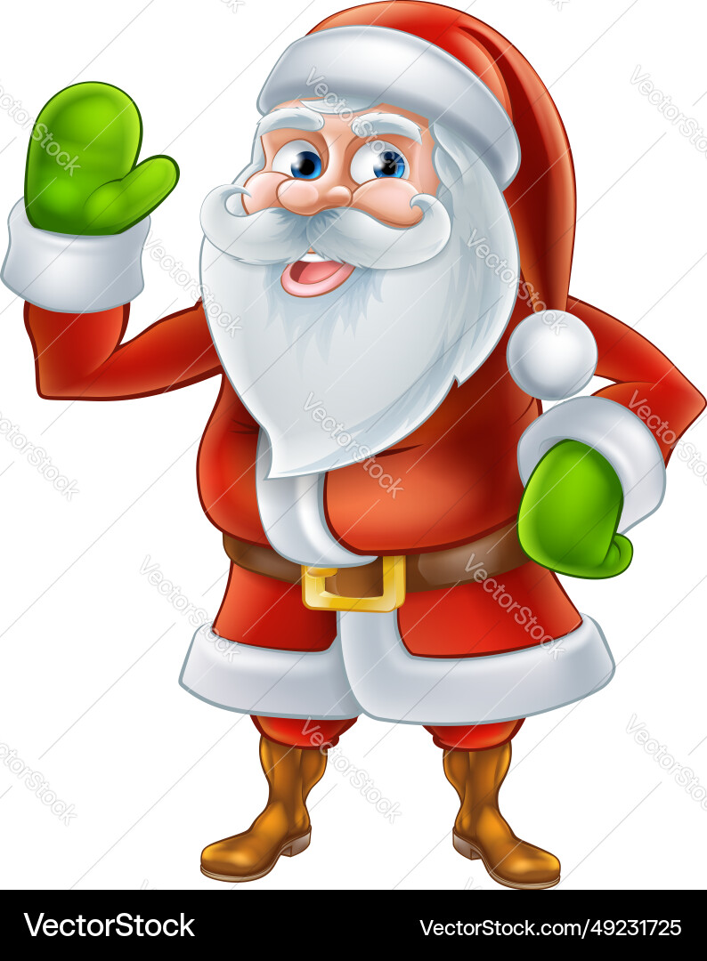 Cartoon santa waving Royalty Free Vector Image