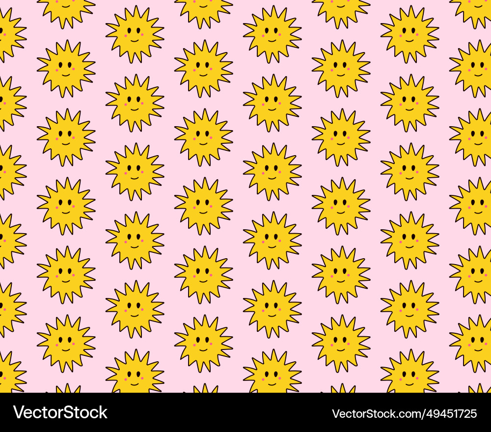 Cute seamless pattern of sun in doodle style Vector Image