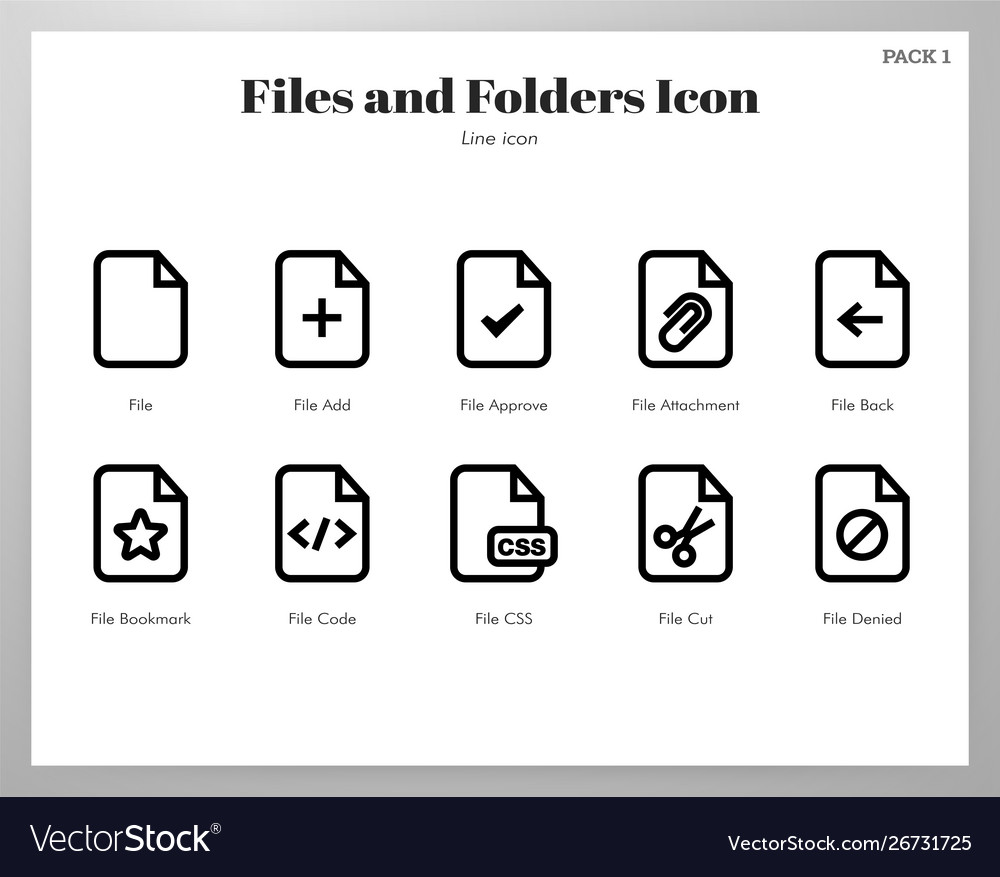 Files and folders icons line pack Royalty Free Vector Image