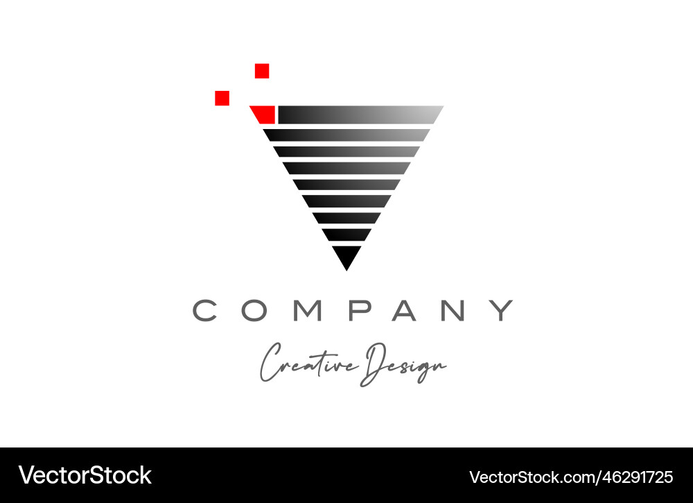 Geometric v alphabet letter logo with line Vector Image