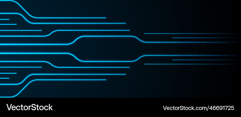 Glowing blue neon circuit board lines background Vector Image