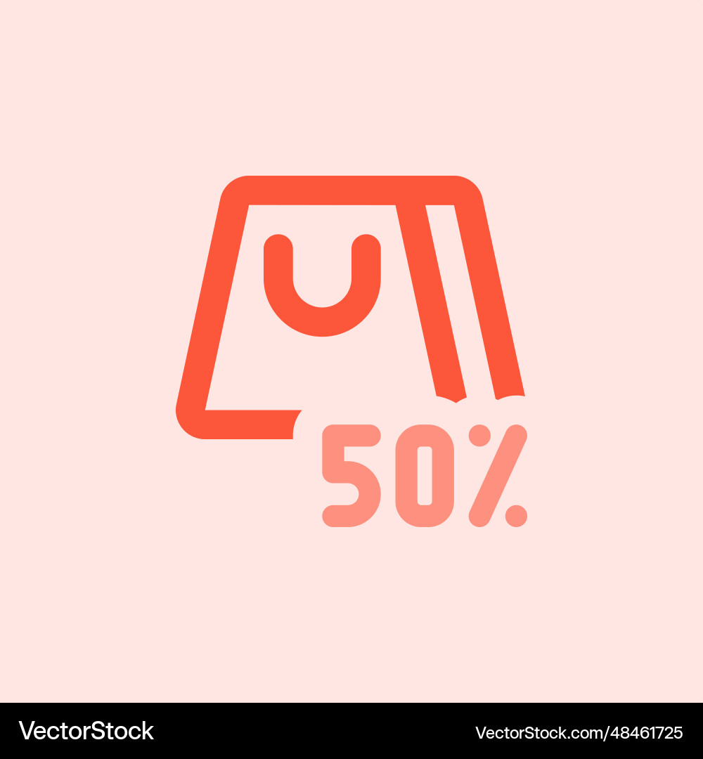 Half price discount on bag amount Royalty Free Vector Image