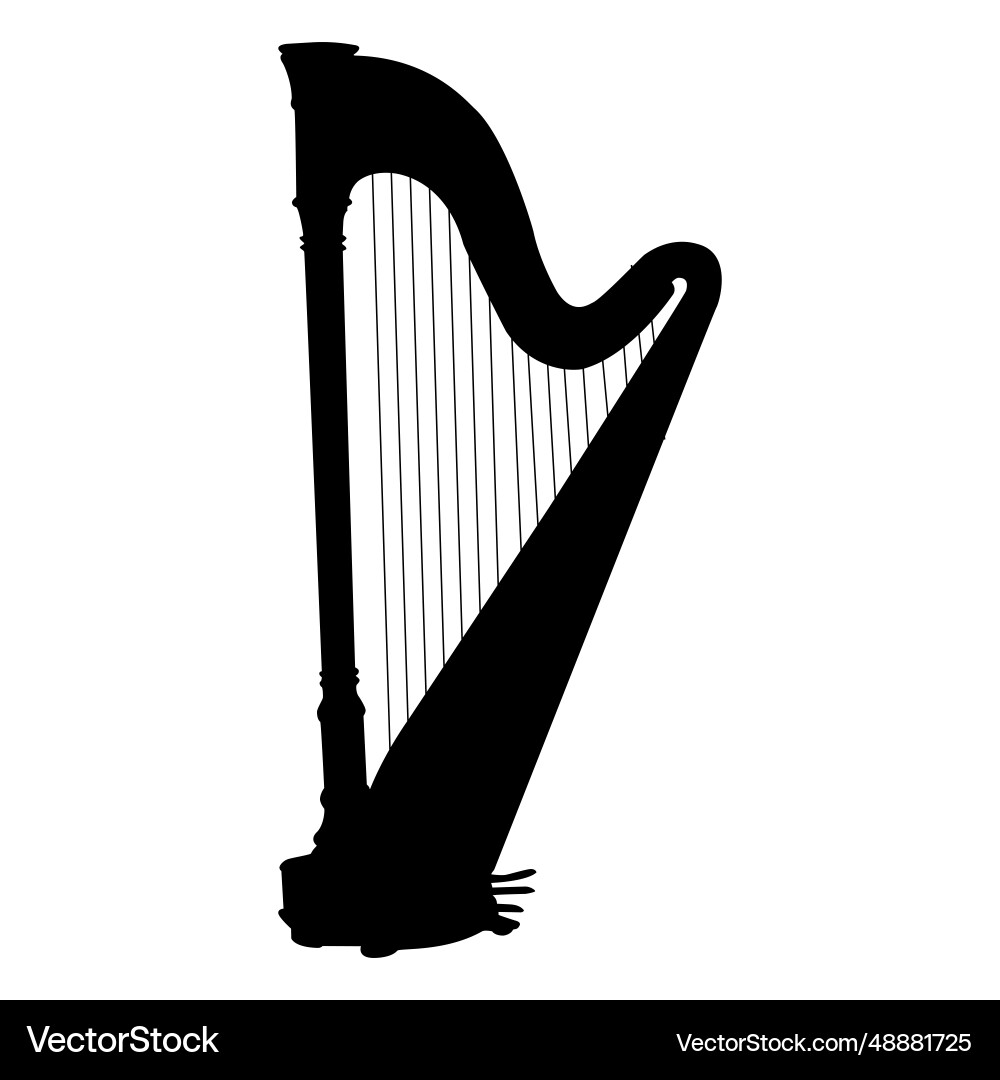 Harp musical instrument silhouette Royalty Free Vector Image