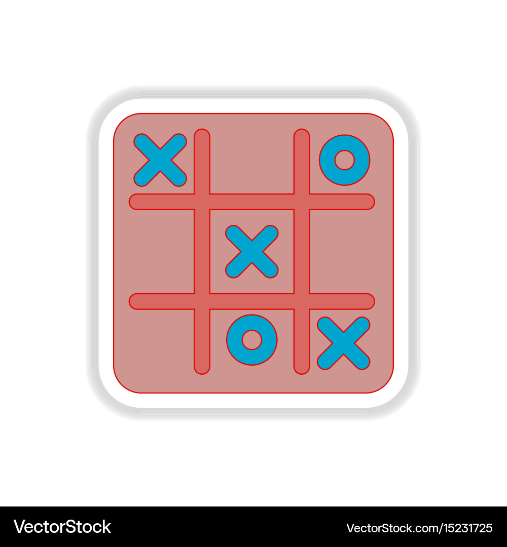 In paper sticker style x o Royalty Free Vector Image