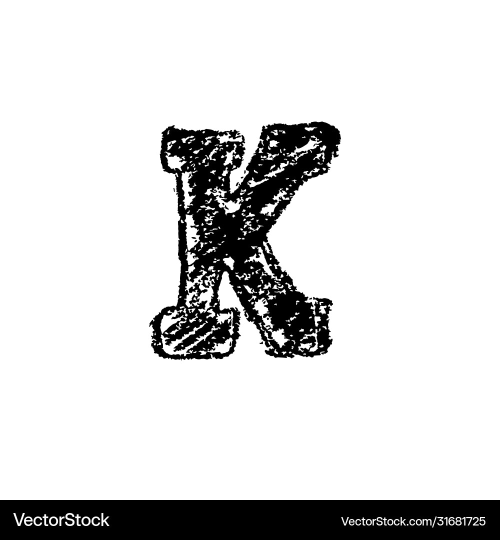 Letter k handwritten chalk bold font Royalty Free Vector