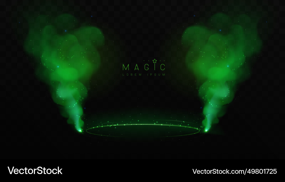 Magic green shiny steam with neon stage Royalty Free Vector
