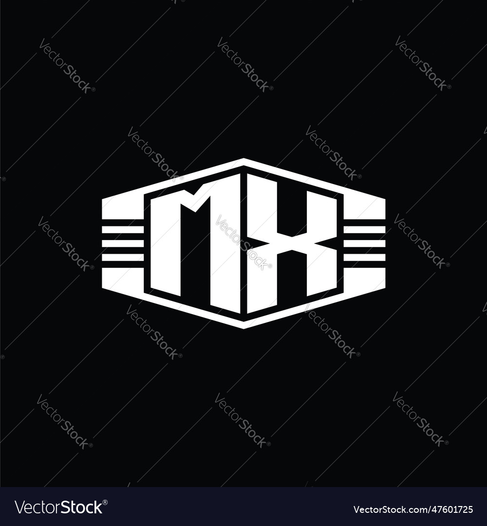 Mx letter logo monogram hexagon emblem shape Vector Image