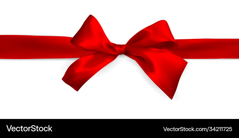 Realistic red bow with red ribbons isolated Vector Image