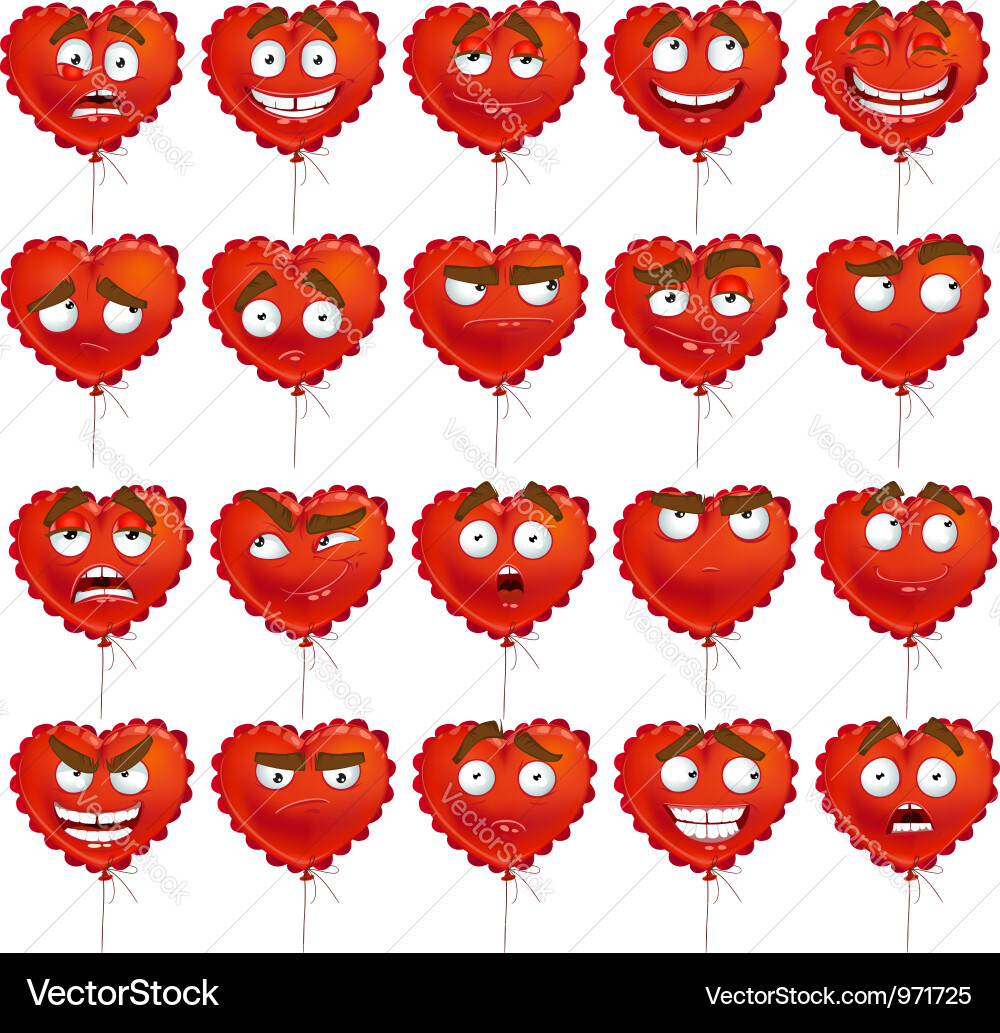Red valentine balloon smiles set Royalty Free Vector Image