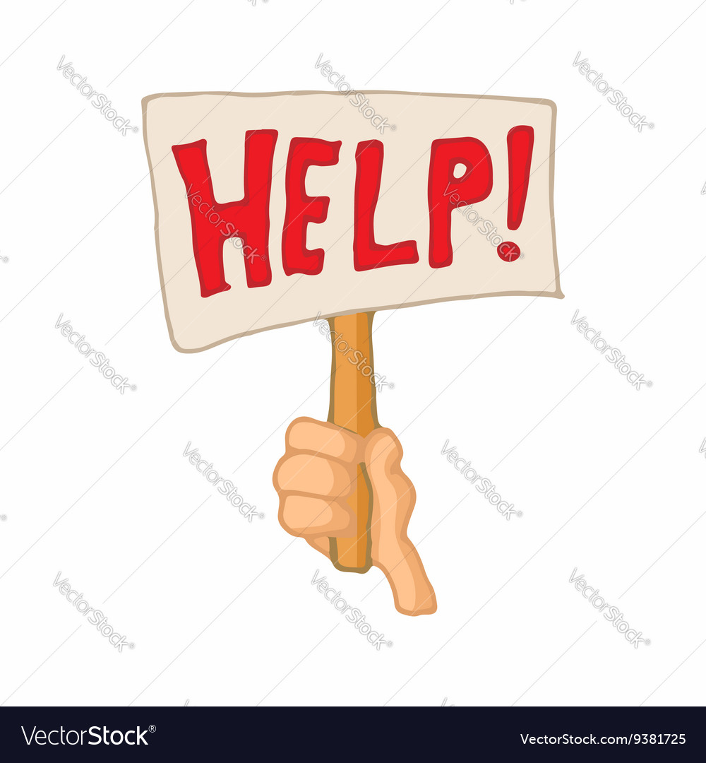 Sign With The Word Help In A Hand Icon Royalty Free Vector