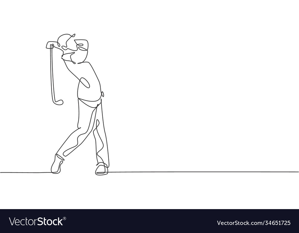 Single Continuous Line Drawing Young Happy Vector Image