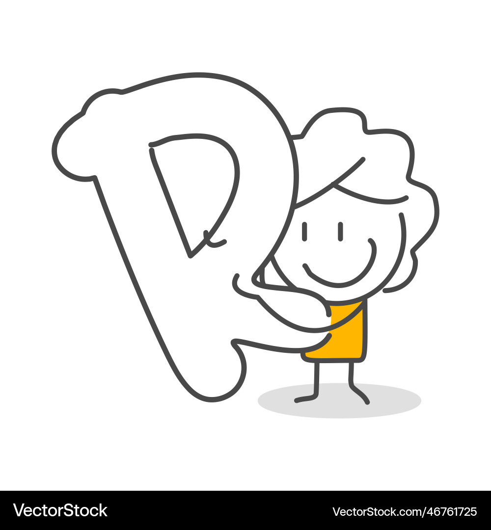 Stick figures alphabet hand drawn doodle line art Vector Image