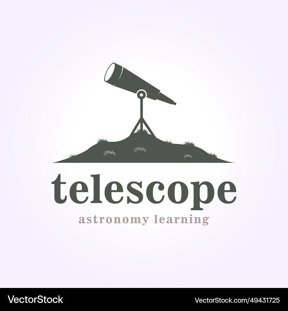 Telescope logo on hill scope design vintage Vector Image