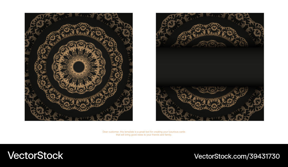 Black color greeting card template with brown Vector Image