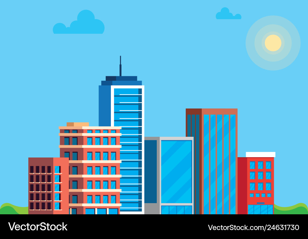 Buildings metropolis cityscape scene Royalty Free Vector