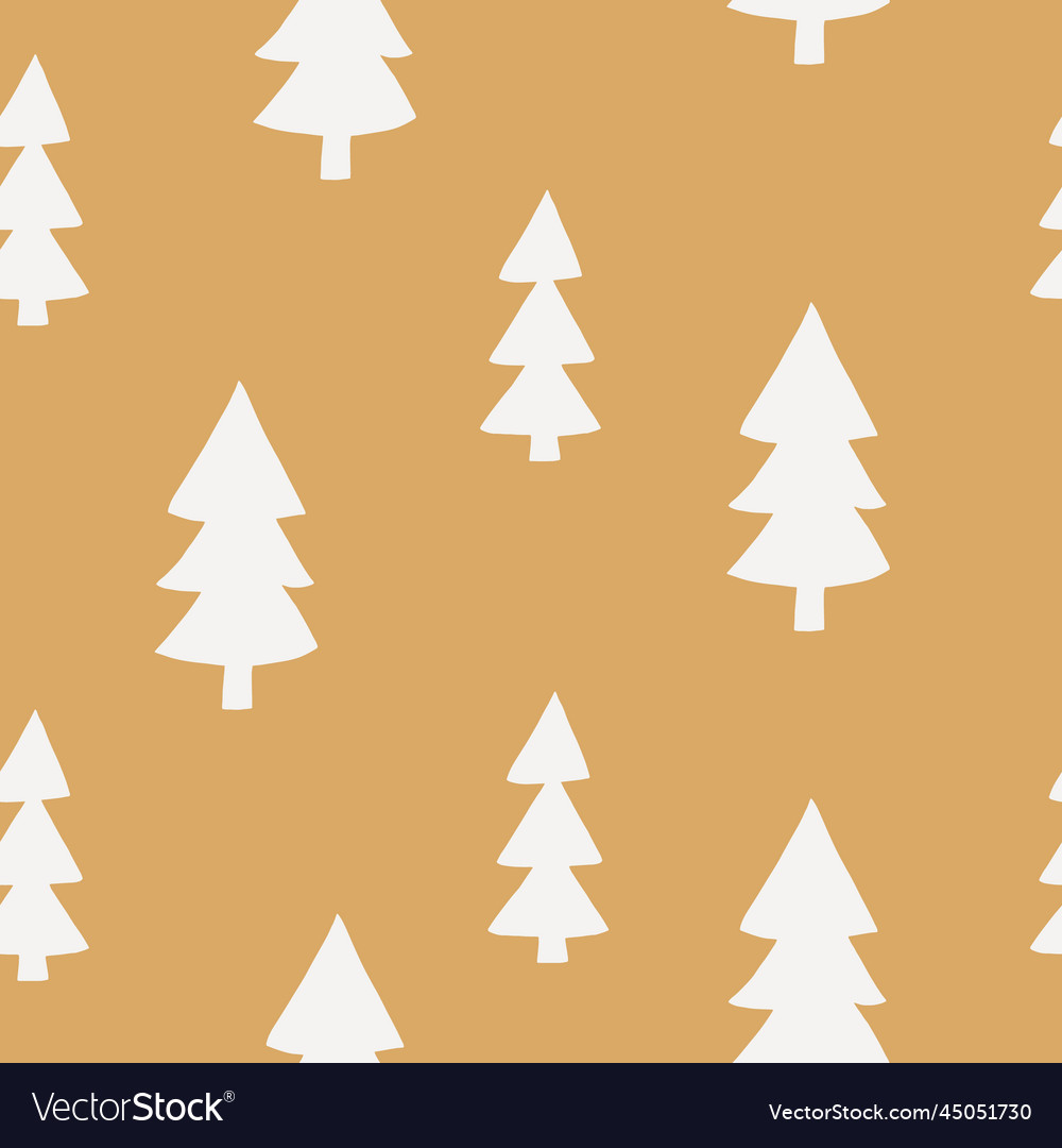 Christmas tree seamless pattern hand drawn Vector Image