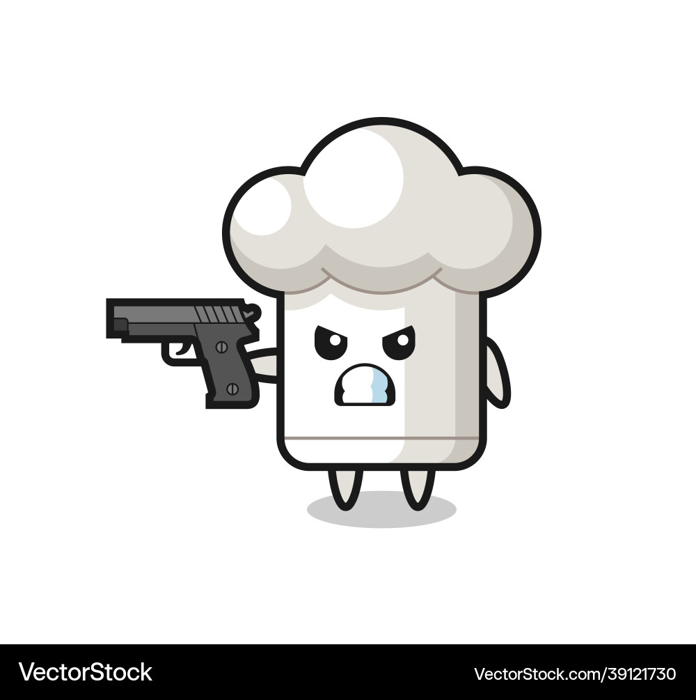 Cute chef hat character shoot with a gun Vector Image