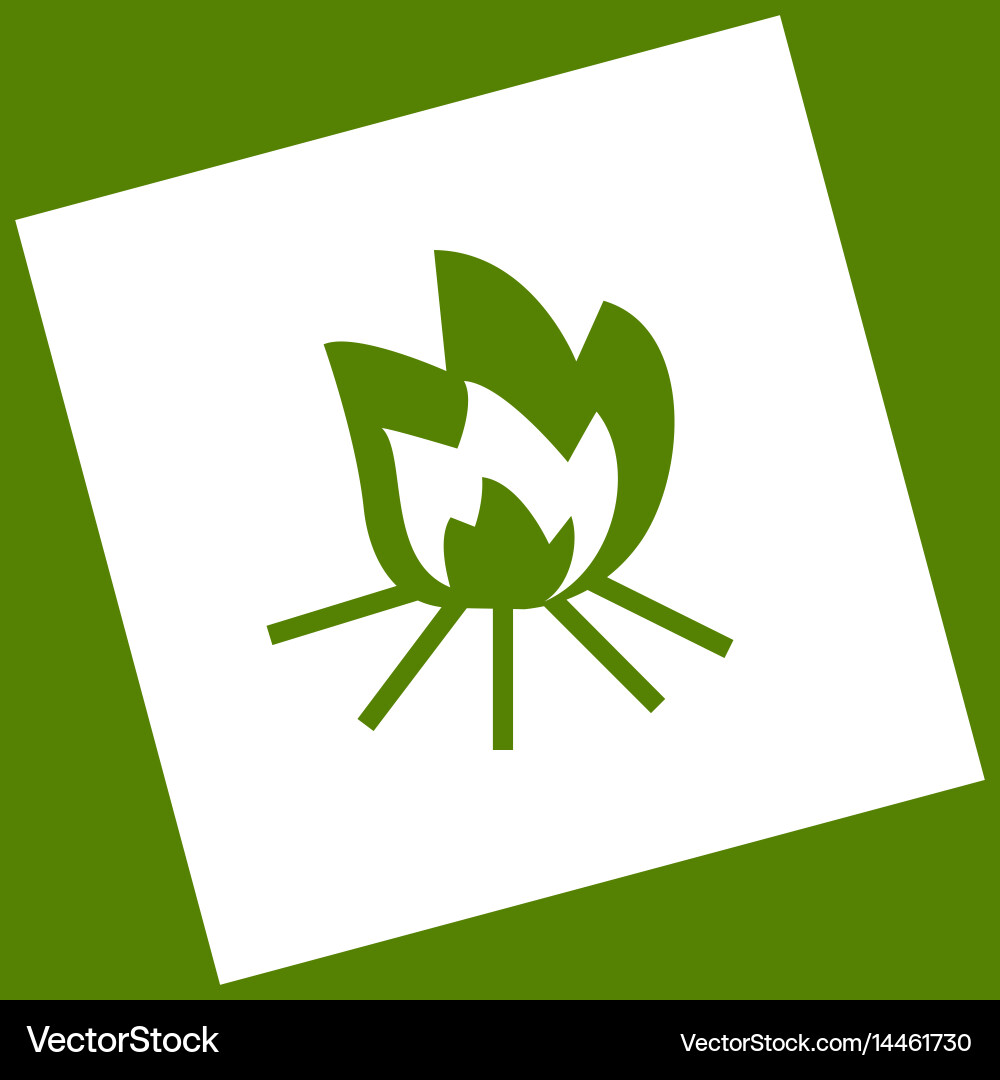 Fire sign white icon obtained as a result Vector Image