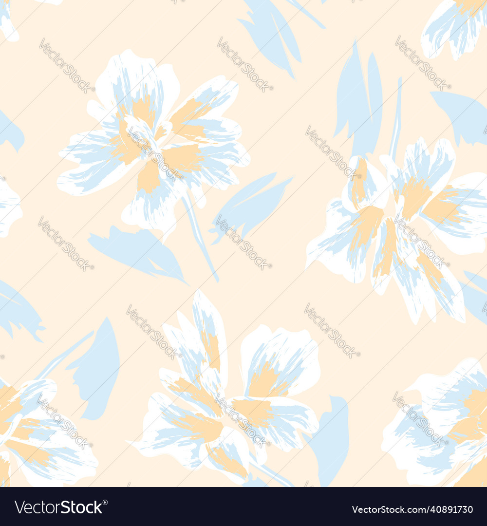 Floral brush strokes seamless pattern background Vector Image
