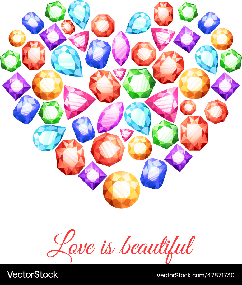 Gemstones heart shape gemstones heart shape Vector Image