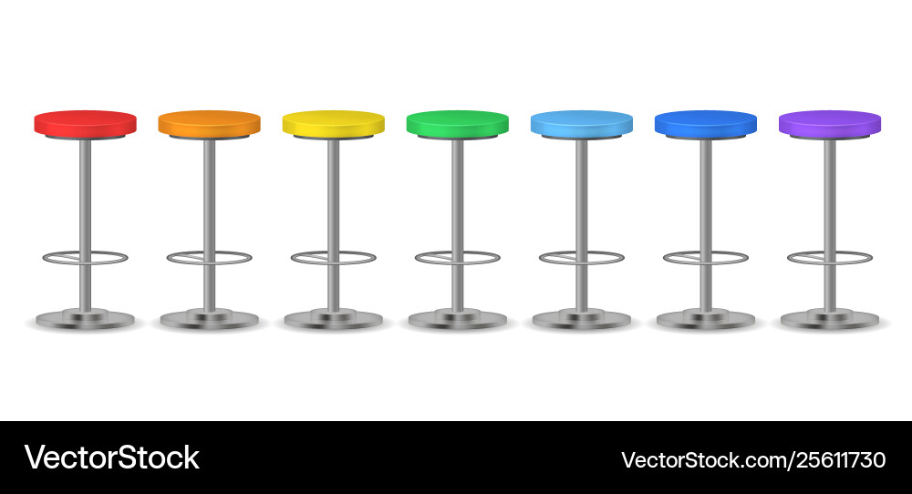 Realistic detailed 3d color bar stools set Vector Image