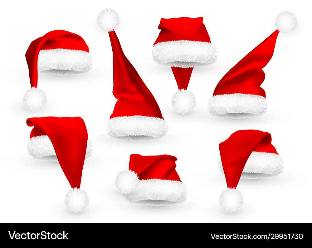 Realistic red santa claus hat isolated on white Vector Image