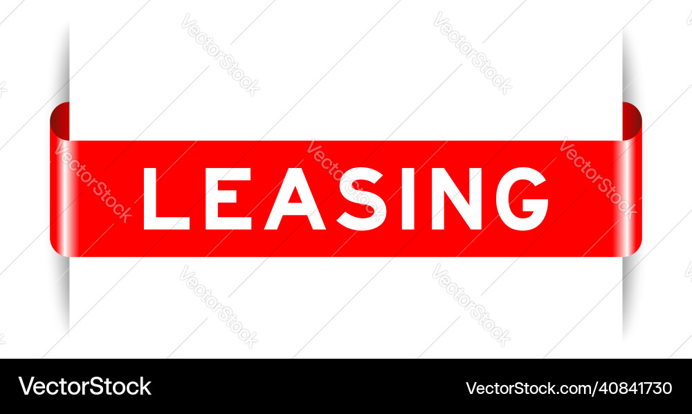 Red color inserted label banner with word leasing Vector Image