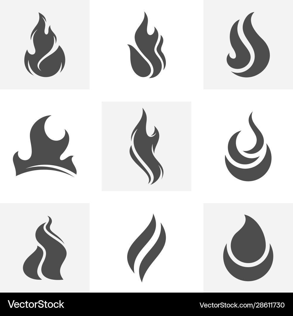 Set fire flames logo design inspiration icons Vector Image
