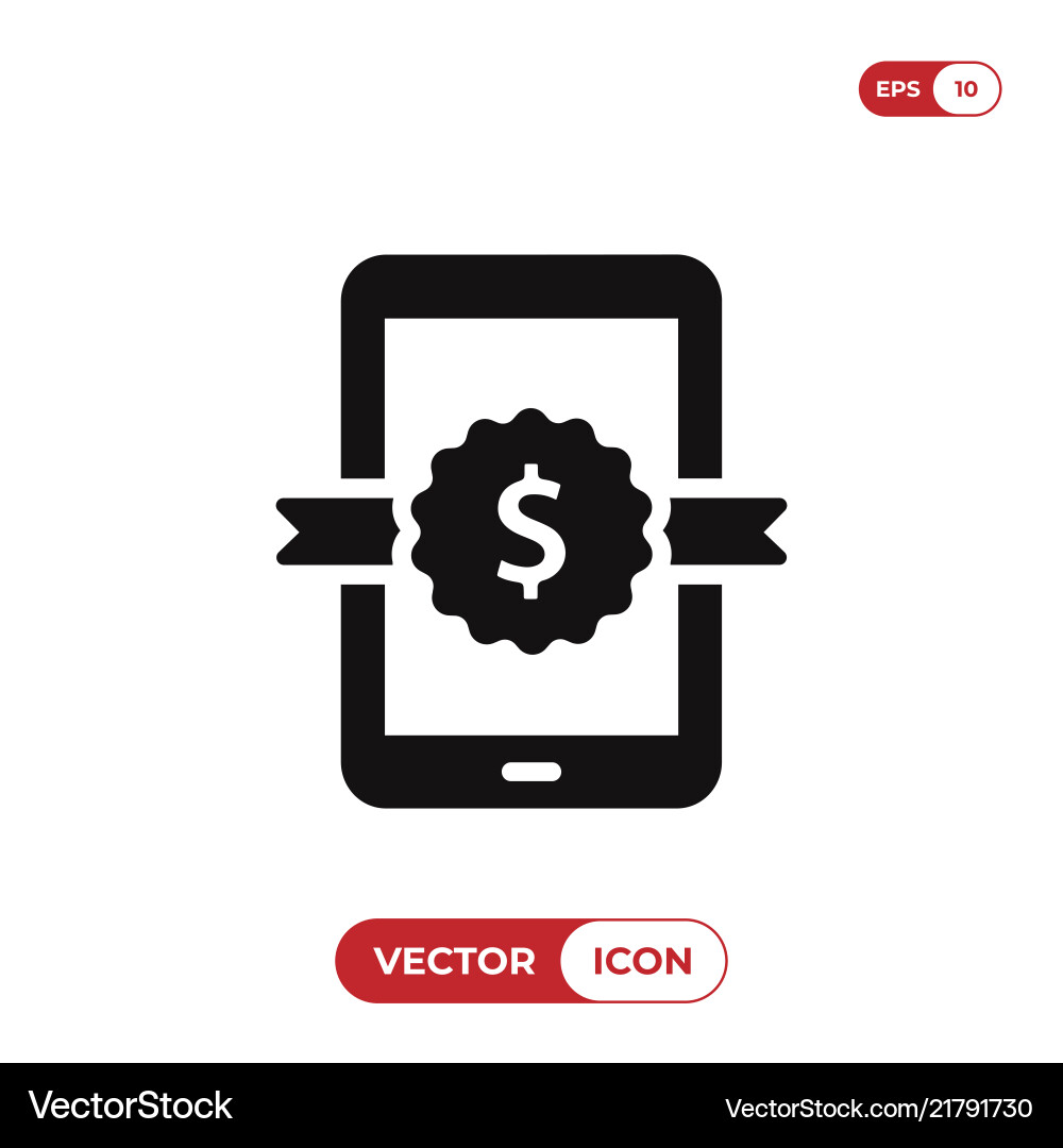 Smartphone icon with dollar badge sign Royalty Free Vector