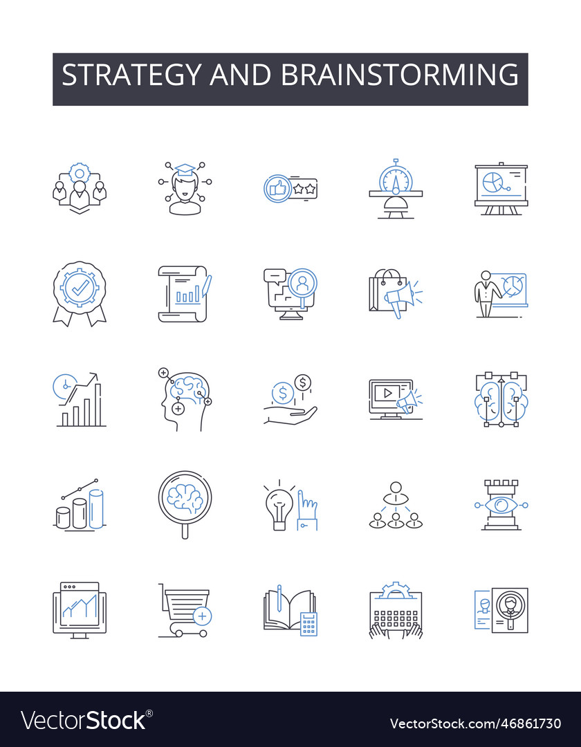 Strategy and brainstorming line icons collection Vector Image