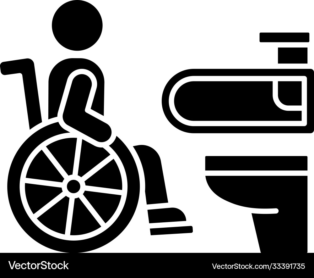 Accessible toilet black glyph icon Royalty Free Vector Image
