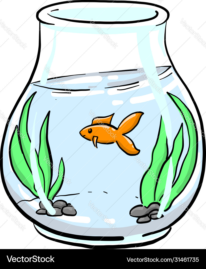 Aquarium with water on white background Royalty Free Vector