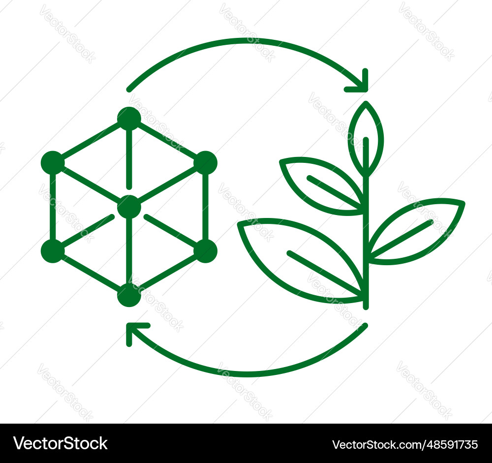 Biodegradable sign - polymers turns to plant Vector Image