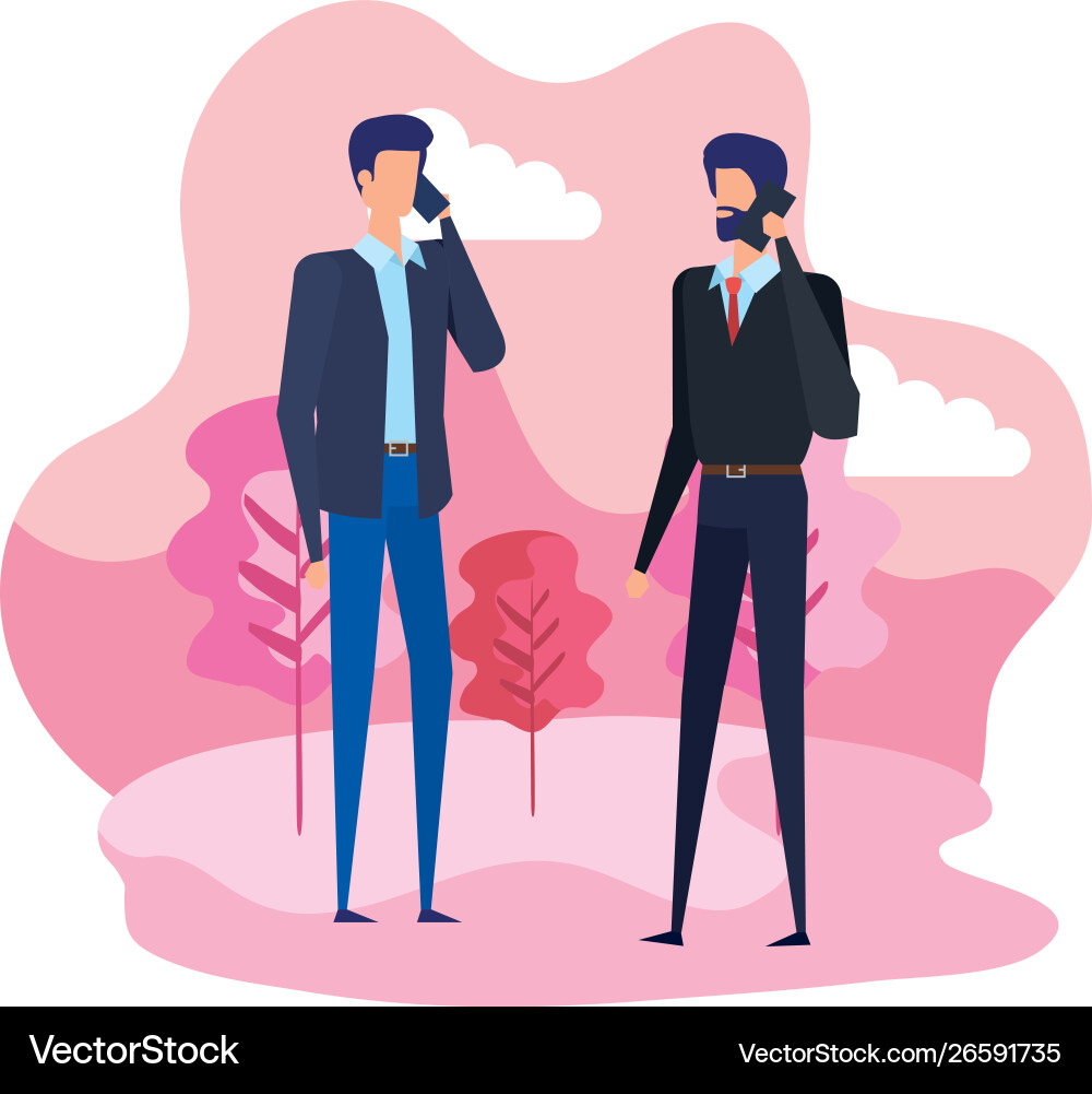 Businessmen workers calling with cellphones Vector Image