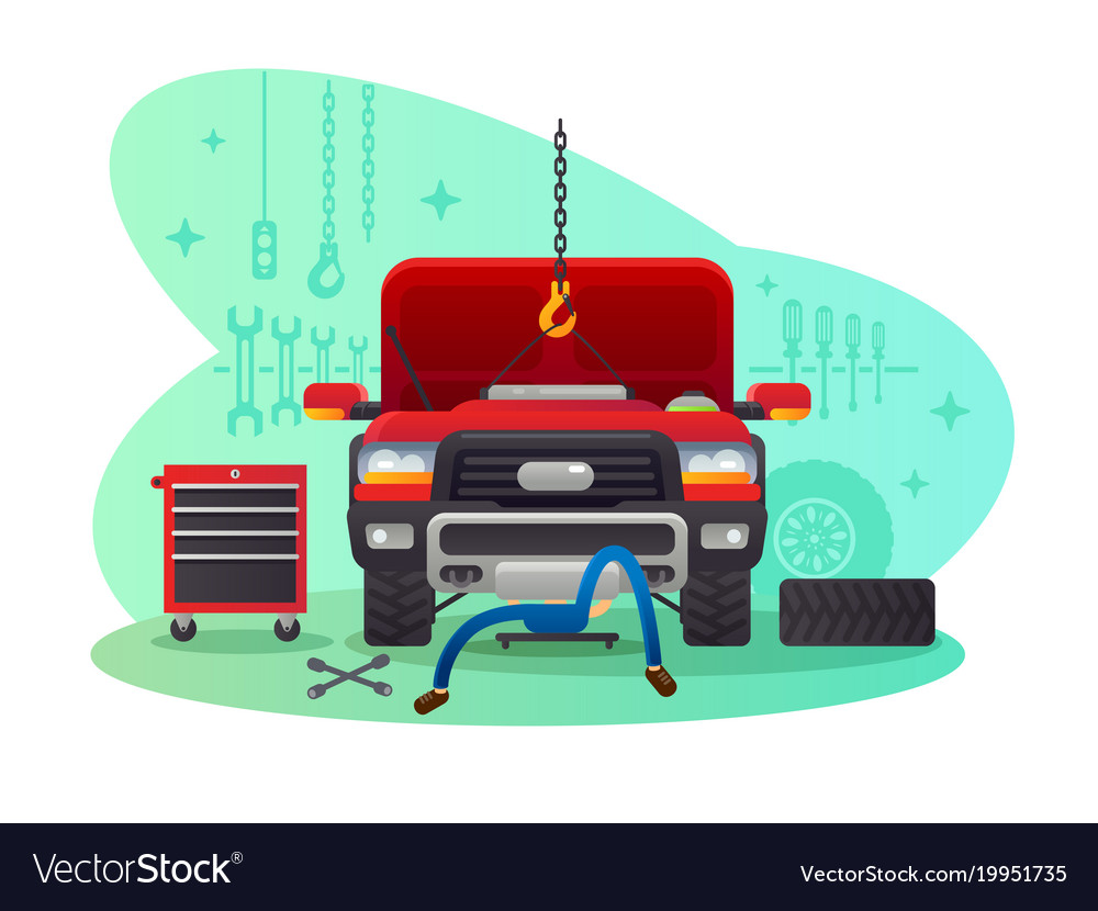 Car service garage and workshop Royalty Free Vector Image