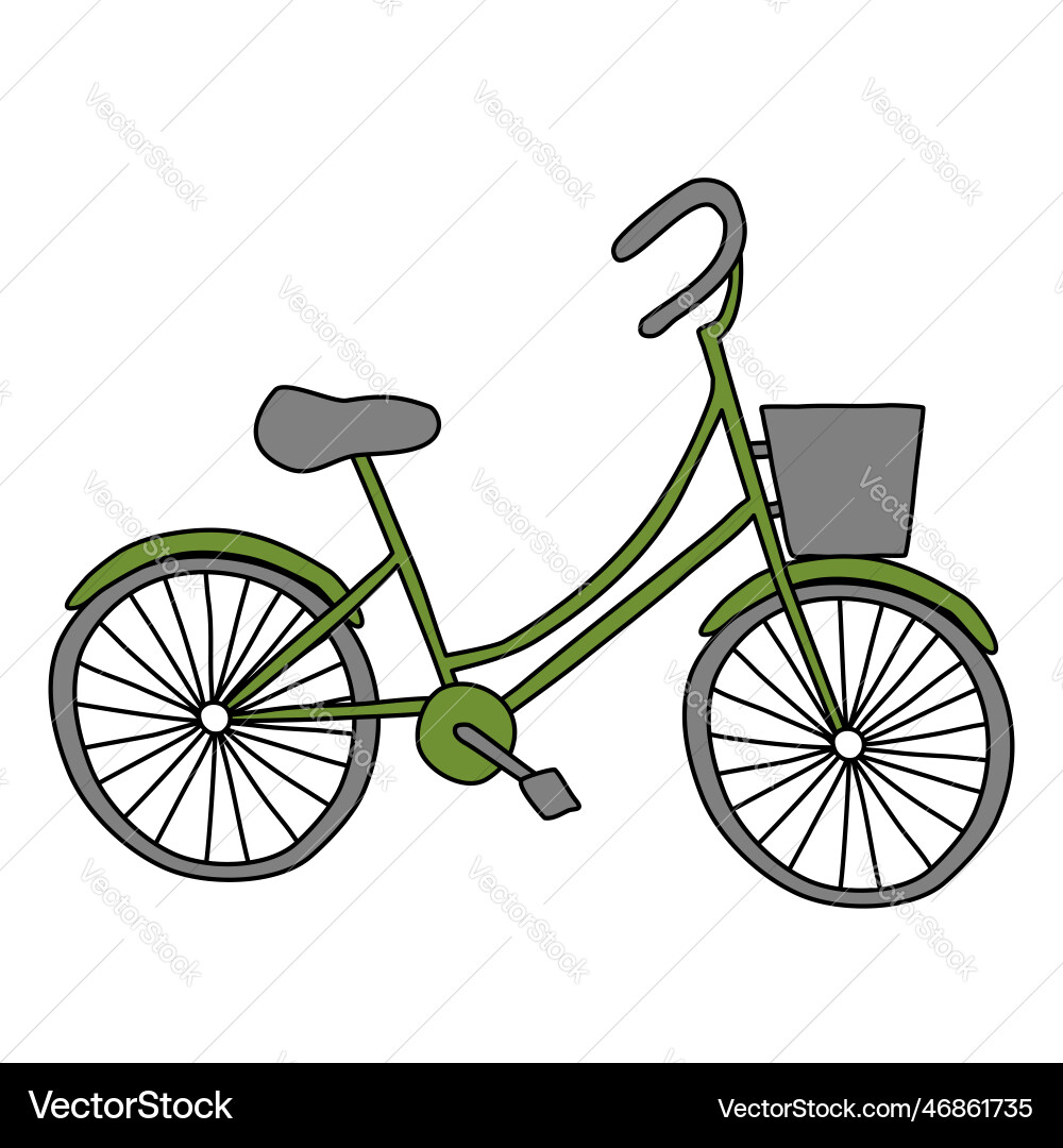 Cartoon bicycle with a low frame and basket Vector Image
