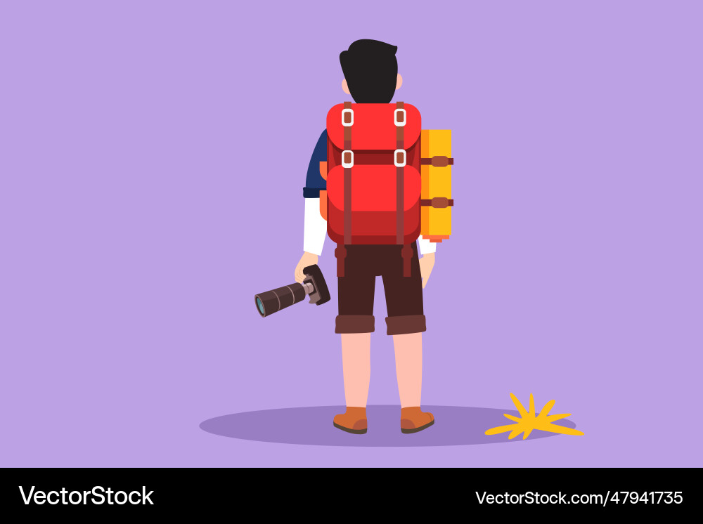 Cartoon flat style drawing back view of active Vector Image