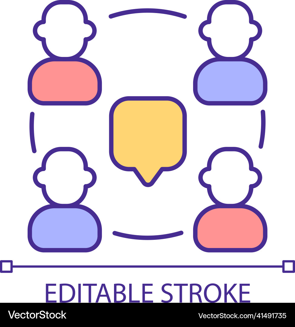 Communication in group rgb color icon Royalty Free Vector