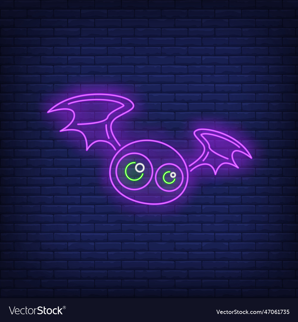 Cute bat neon sign Royalty Free Vector Image - VectorStock