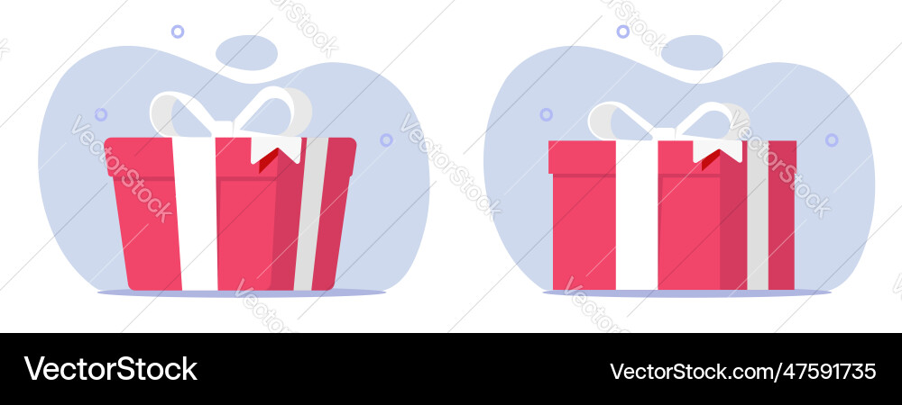 Gift present box icon 3d with red white ribbon Vector Image