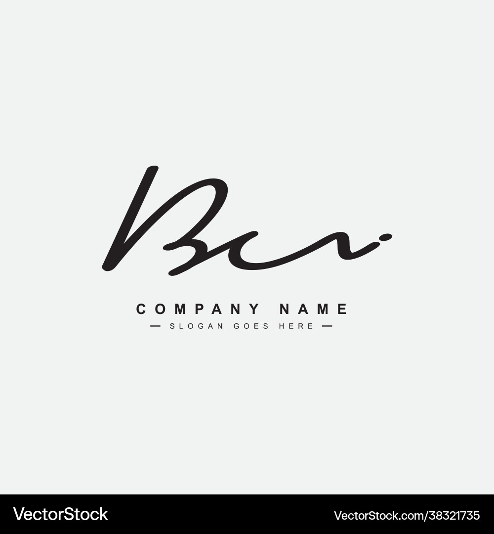 Initial letter bc logo - hand drawn signature Vector Image