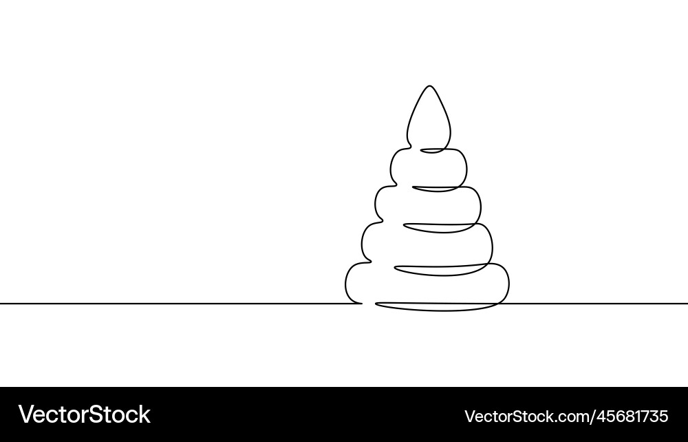 One line continuous pyramid kids toy symbol Vector Image