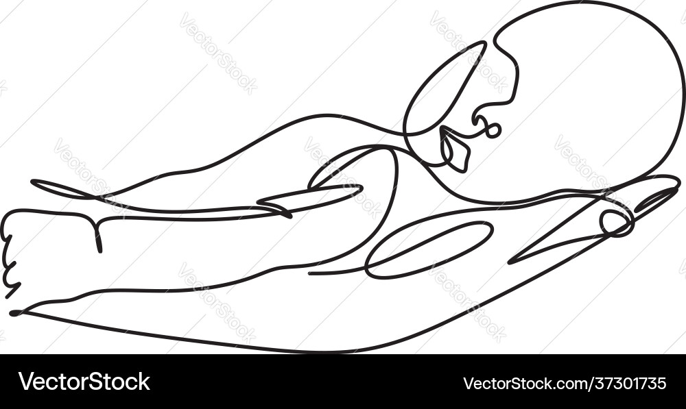 One line drawing a bacute sleeping baby Royalty Free Vector