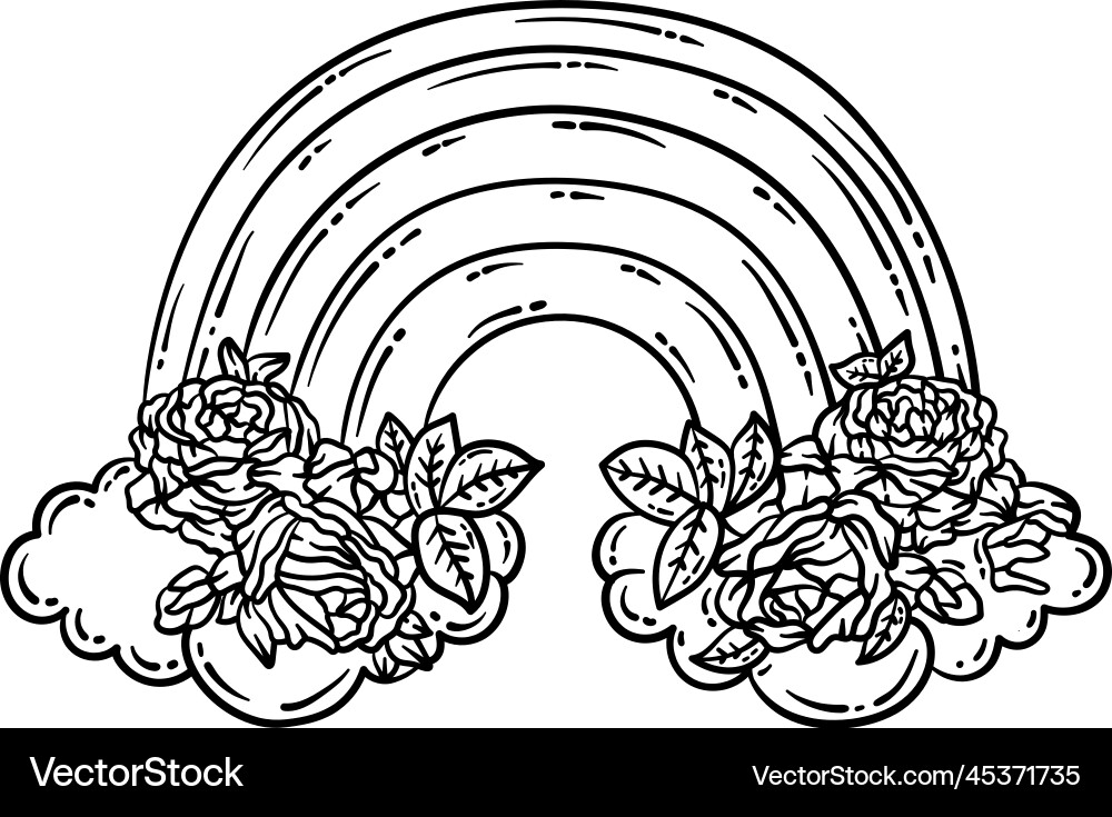Rainbow flower spring coloring page for adults Vector Image