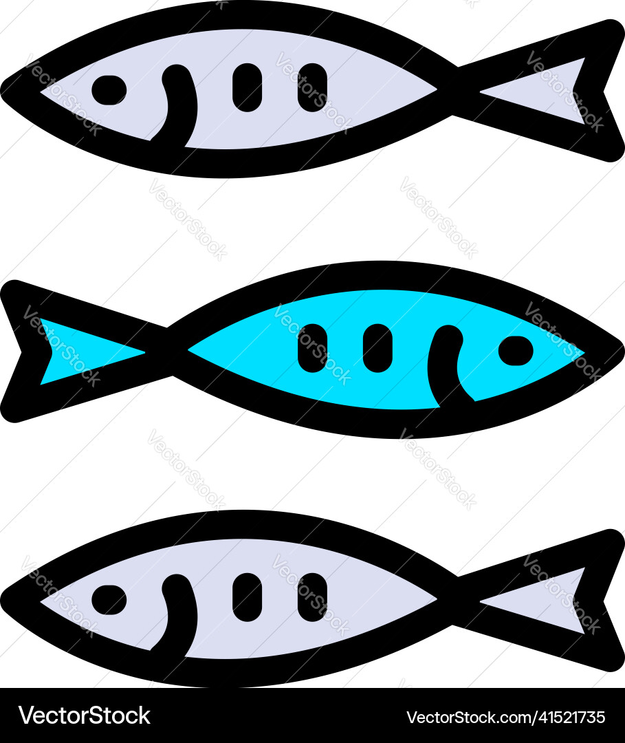 Simple fish flat icon stroke color pictograph set Vector Image