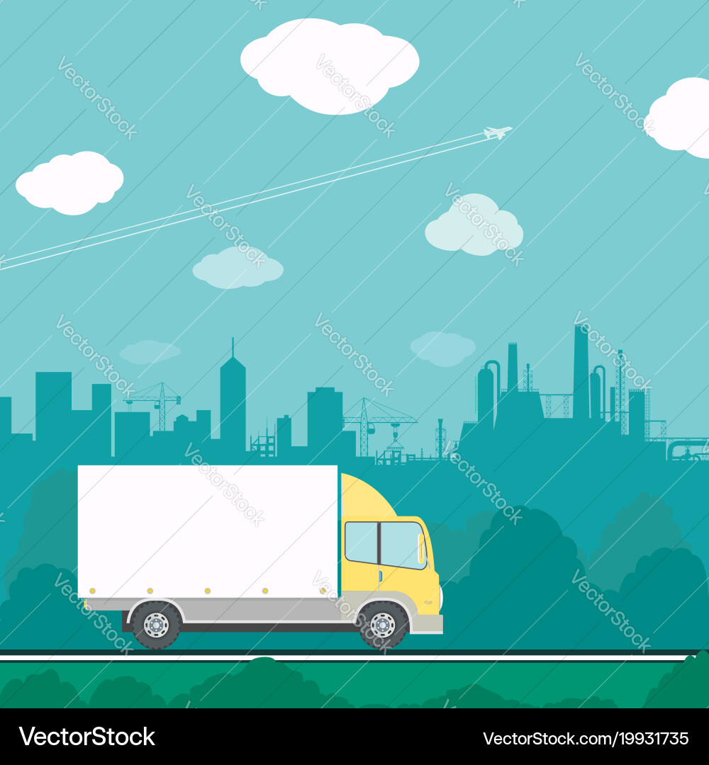 Truck driving on road Royalty Free Vector Image