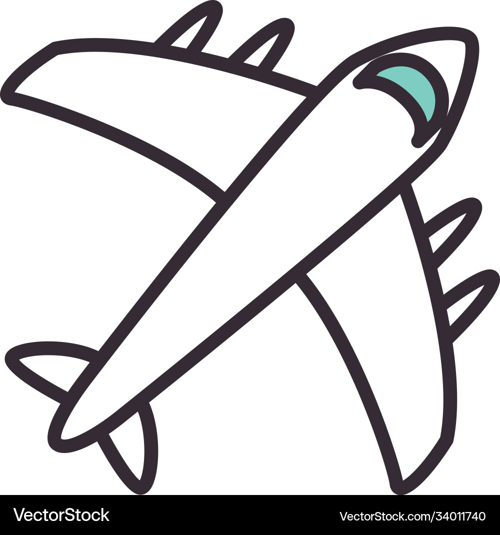 Airplane line and fill style icon design Vector Image